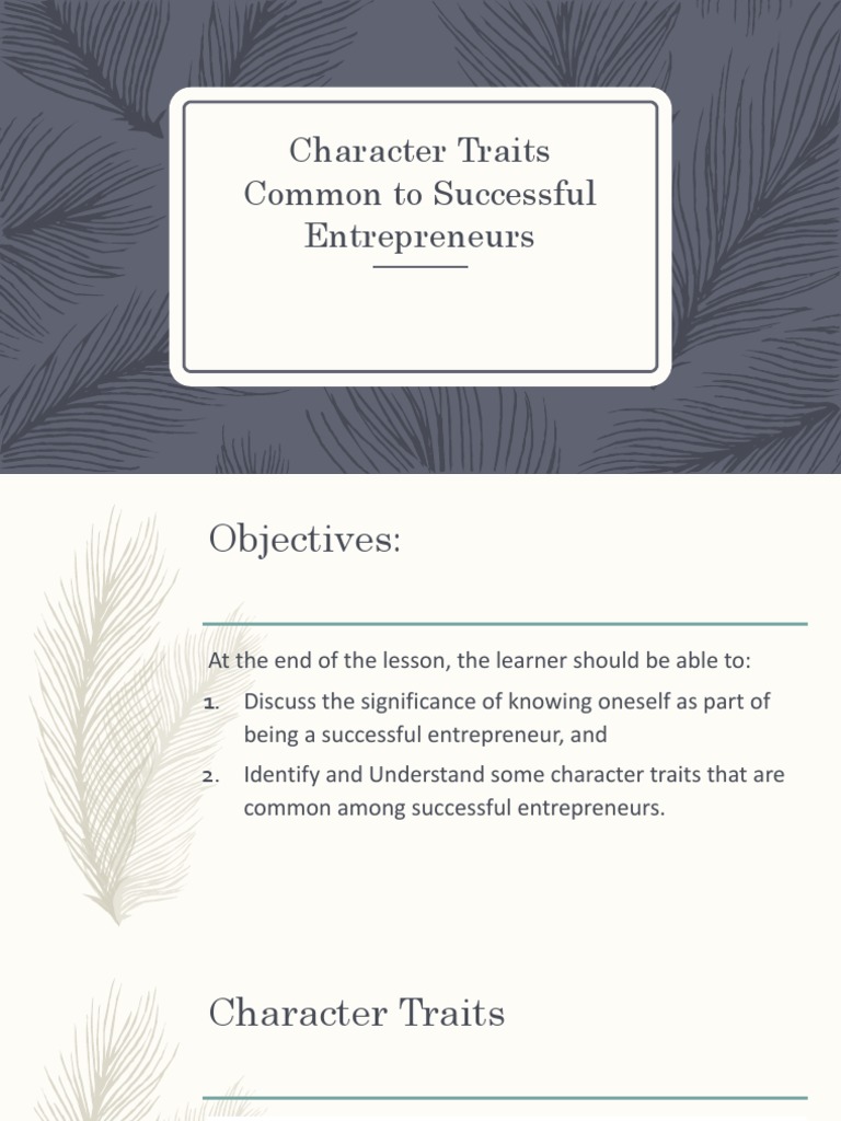 Character Traits Common To Successful Entrepreneur | PDF ...