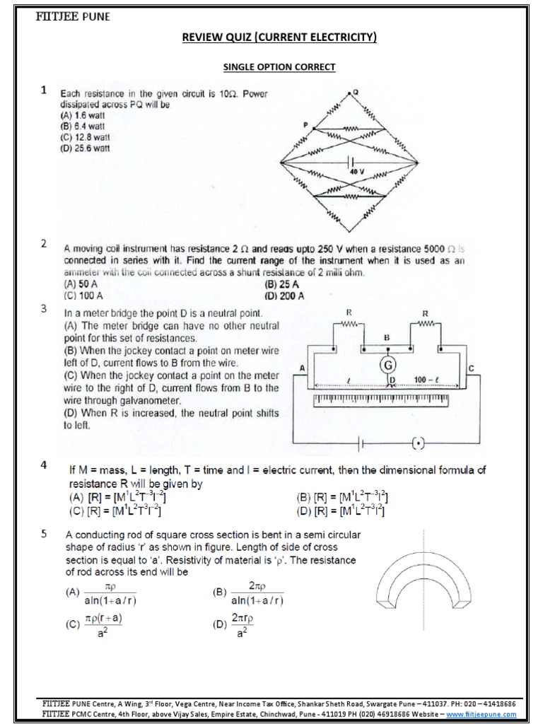Current Electricity QUIZ TEST - 2 | PDF | Microeconomics | Public Finance