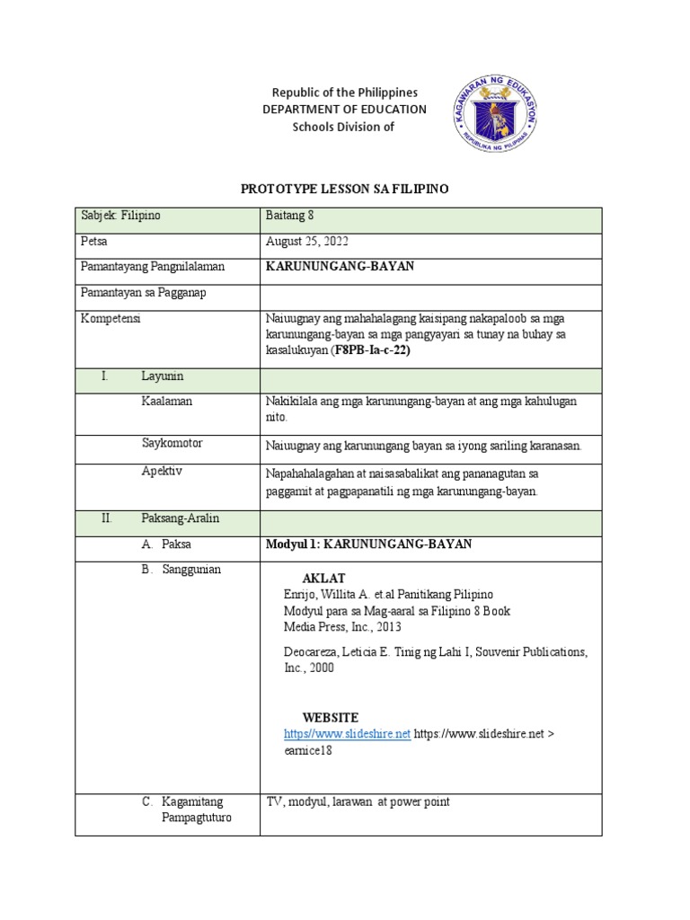 FILIPINO8 Q1 Week1 | PDF