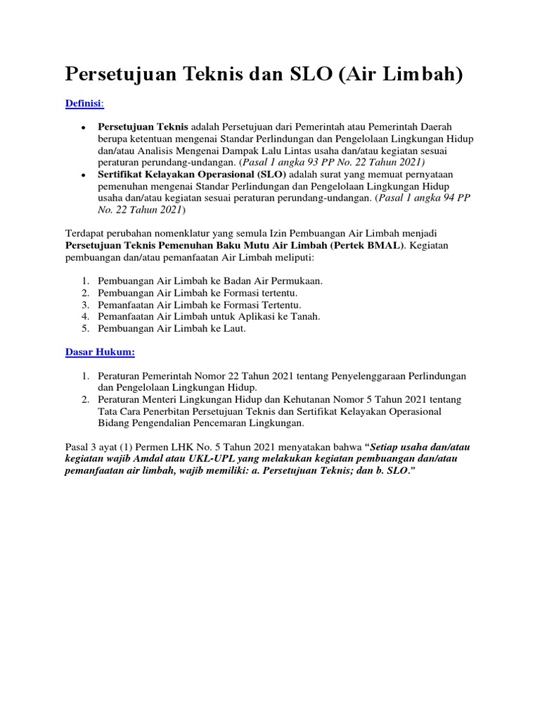Persetujuan Teknis Dan SLO | PDF | Teknologi & Rekayasa
