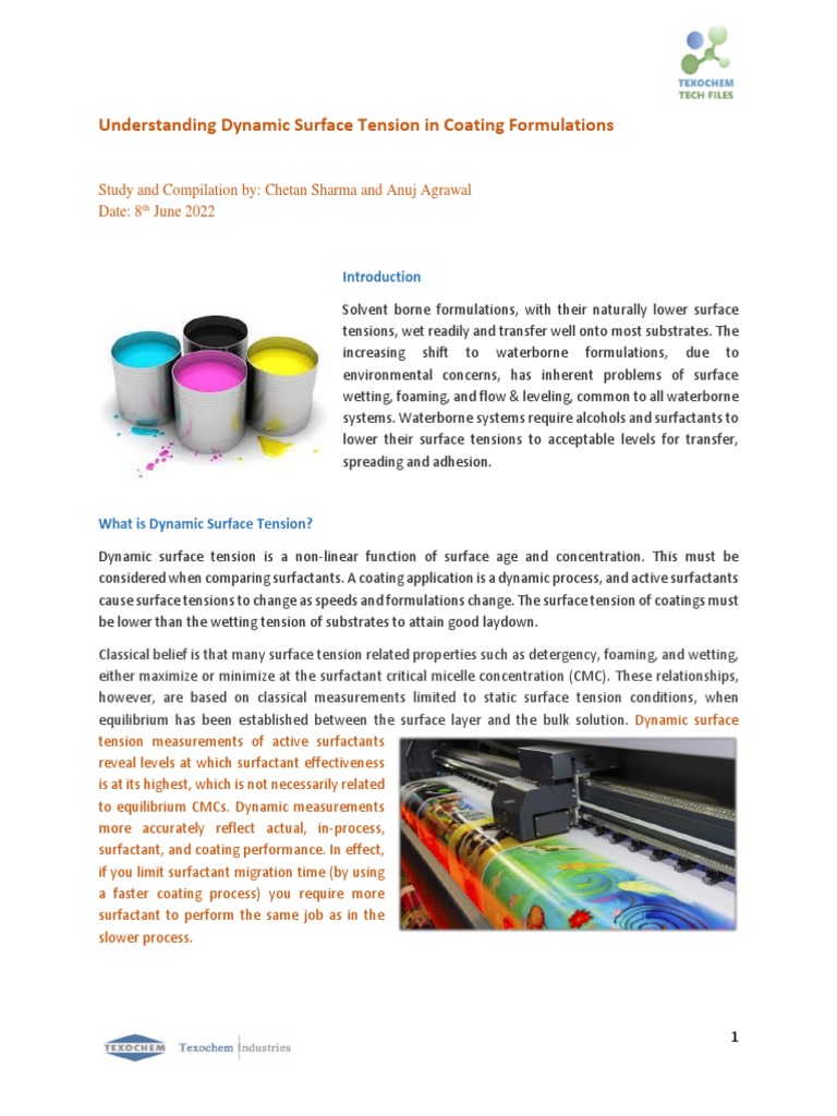 Dynamic Surface Tension in Coatings | PDF | Surfactant | Wetting