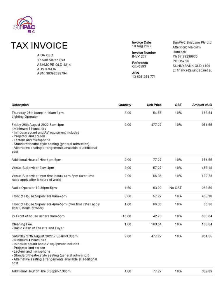Invoice Inv-1237 | PDF | Taxes | Payments
