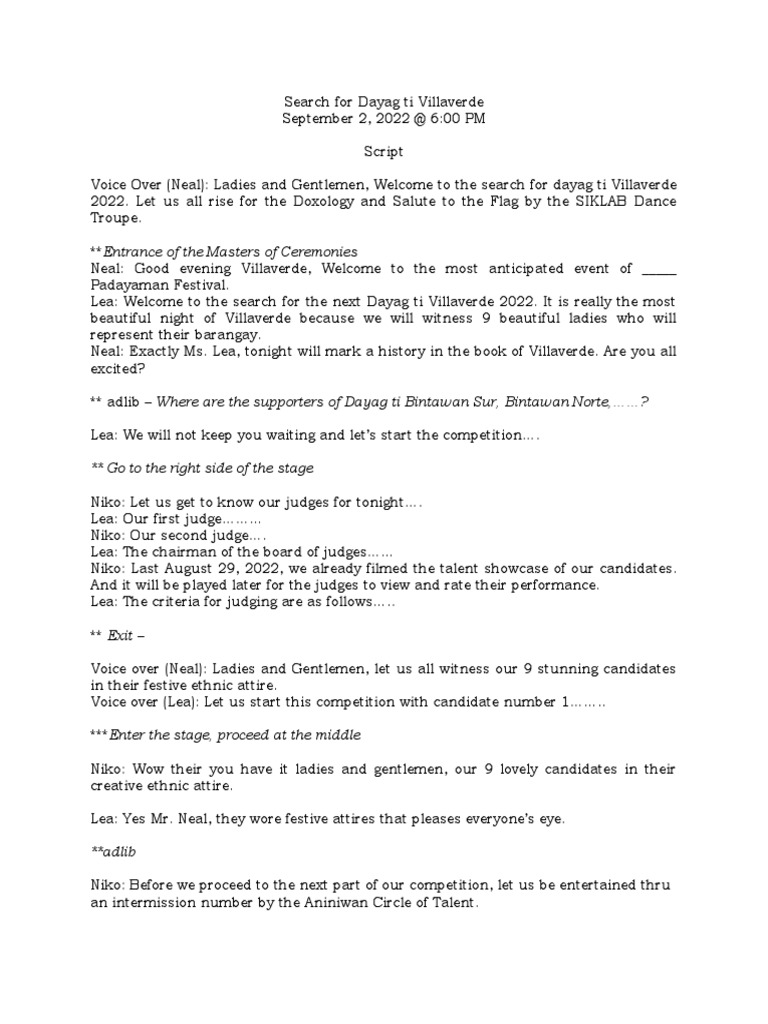 Search For Dayag Ti Villaverde MC Script | PDF | Games & Activities