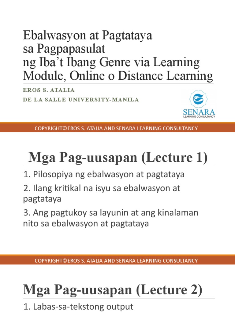 Ebalwasyon at Pagtataya Sa Pagpapasulat NG Genre | PDF