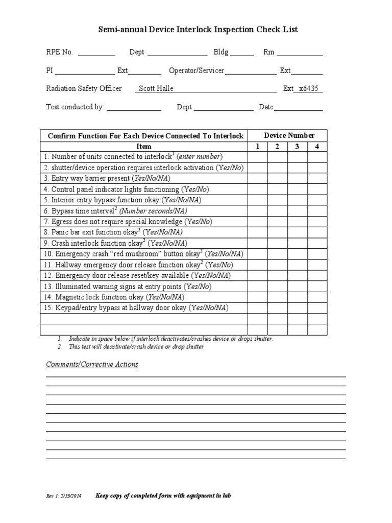Interlock Inspection Checklist | PDF