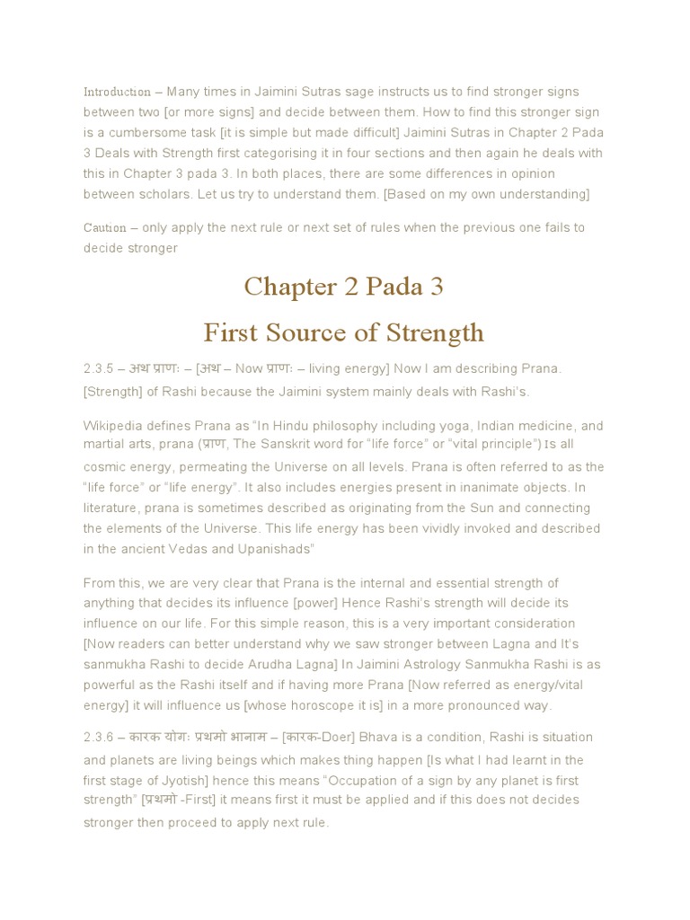 Determining Strongest Rashi in Jaimini | PDF | Prana | Hindu Astrology