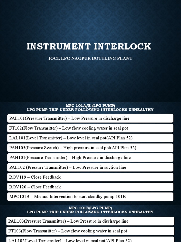 Instrument Interlock: Iocl LPG Nagpur Bottling Plant | Download Free PDF | Pump | Valve