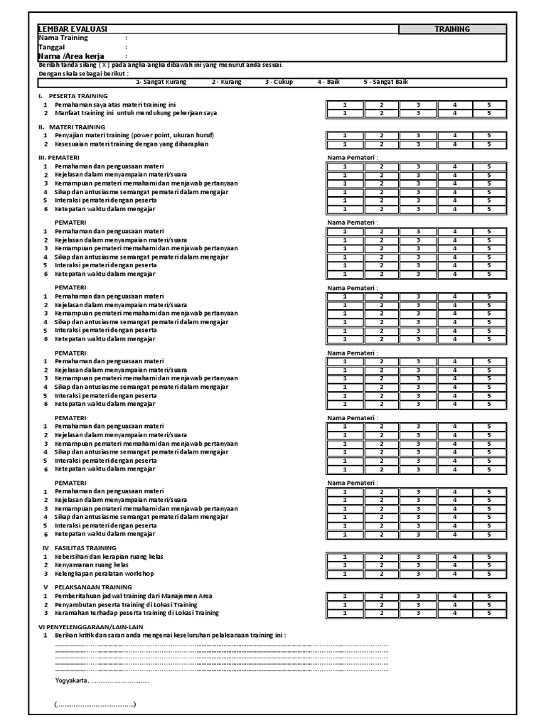 Lembar Evaluasi Training | PDF