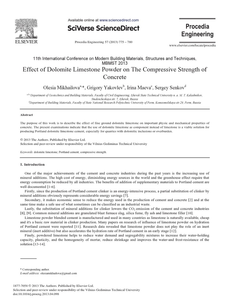 Effect of Dolomite Limestone On Compressive Strength of Concrete | PDF