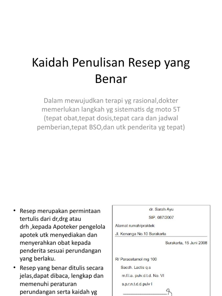 Kaidah Penulisan Resep Yang Benar | PDF
