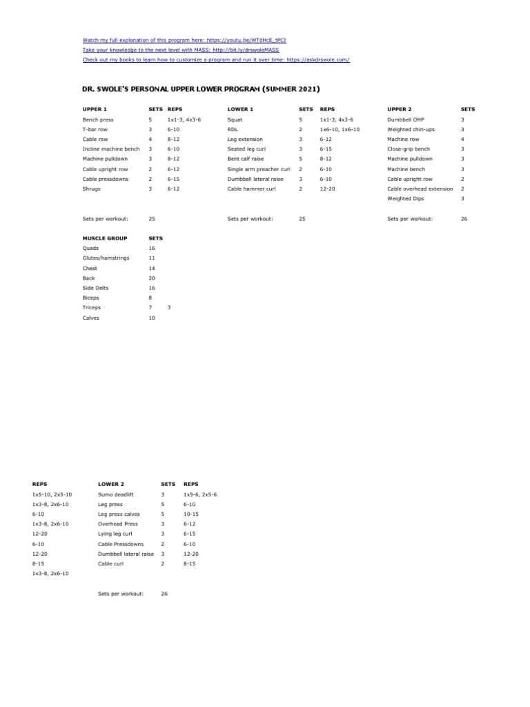 Dr. Swole's Upper Lower Workout Plan | PDF | Weight Training | Hobbies