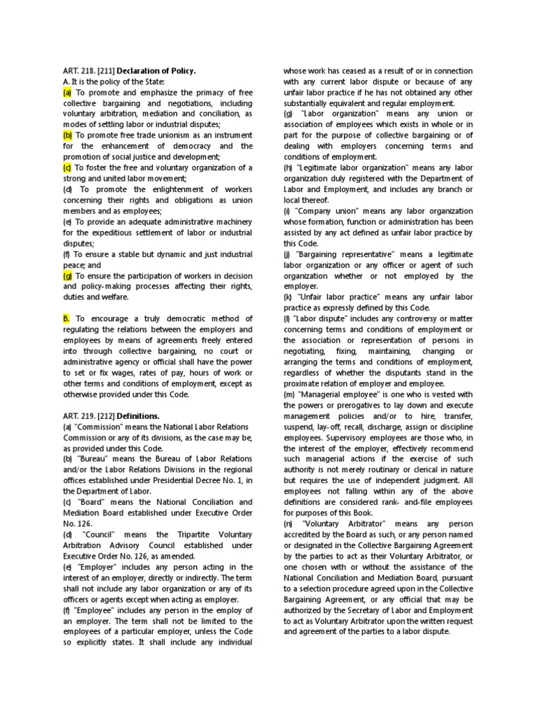 An Overview of Labor Laws and Policies Regarding Collective Bargaining ...