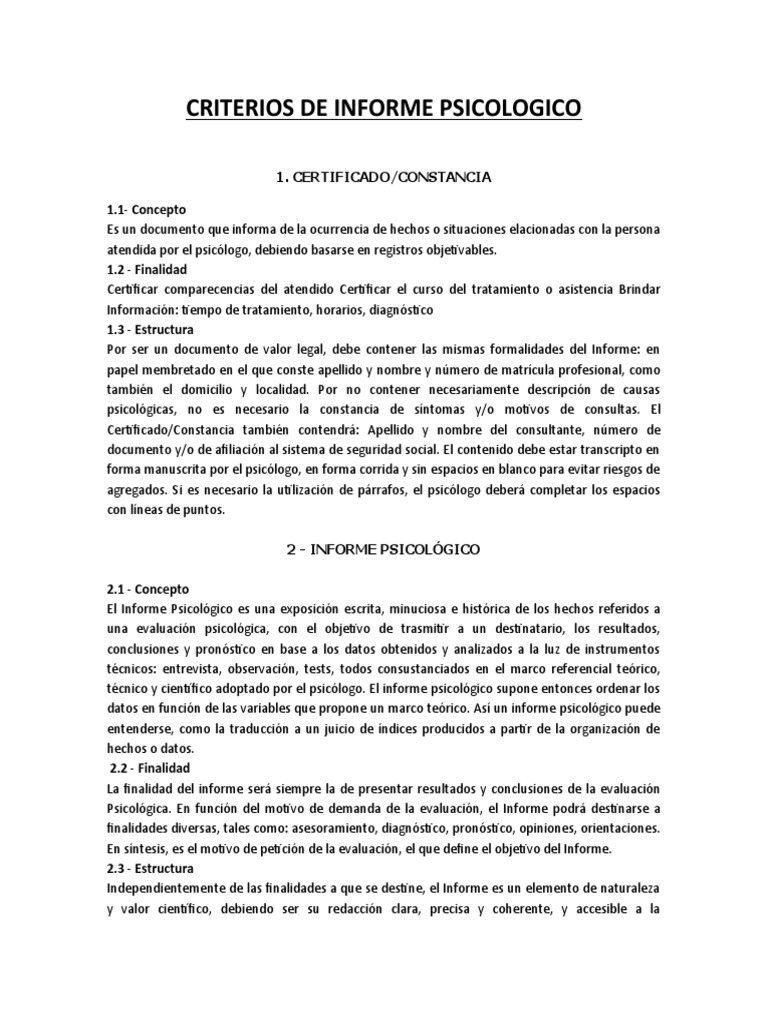 Diferencia Entre Informe Psicologico e Informe Pericial | PDF | Sicología | Evaluación