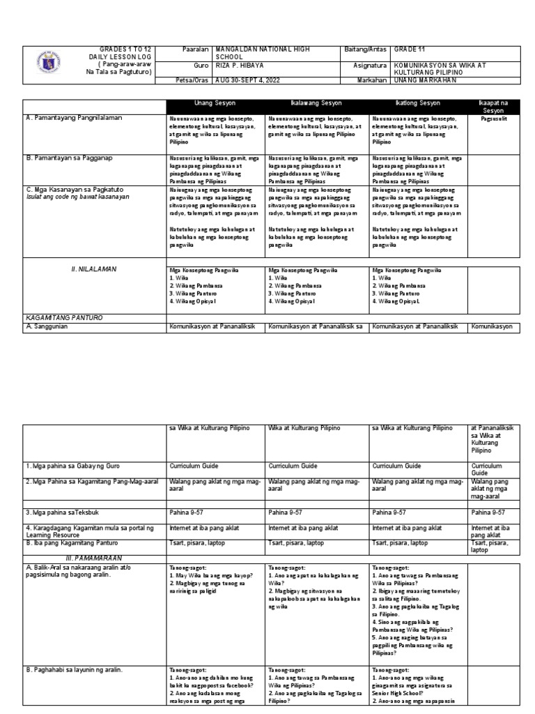 KPWKP DLL 1stweek | PDF