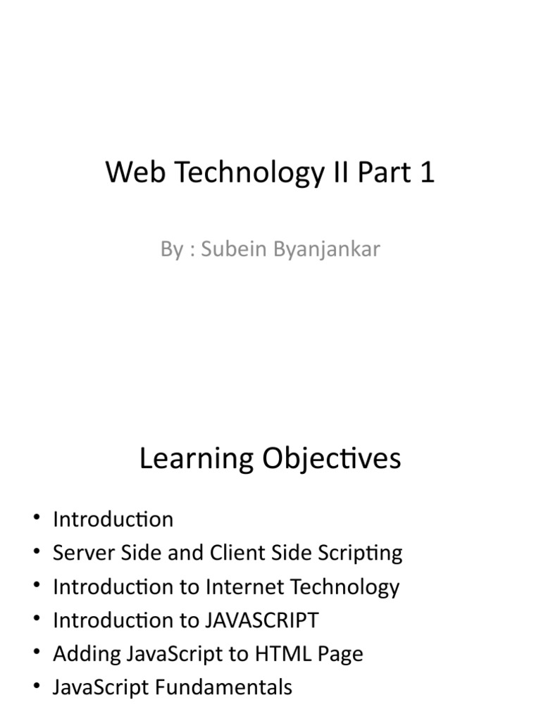 Web Technology II Part 1 | PDF | World Wide Web | Internet & Web