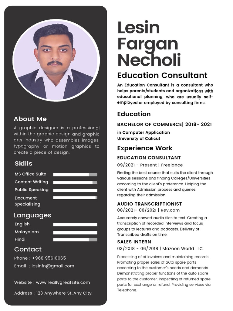 Dark Gray & Gray Professional Work Experience Simple Resume | PDF | Computing | Communication