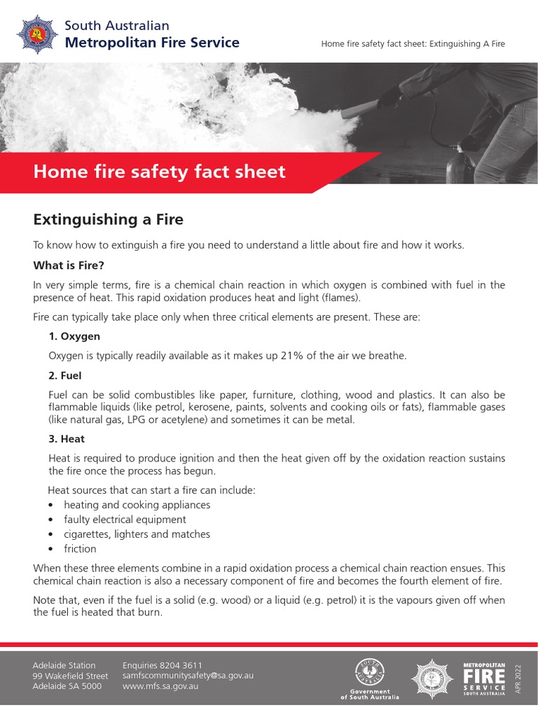 MFS Fact Sheet Extinguishing A Fire | PDF | Fires | Chemical Substances