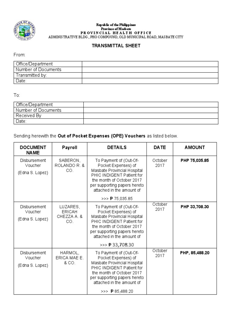 Transmittal Sheet: Administrative BLDG., Pho Compound, Old Municipal ...