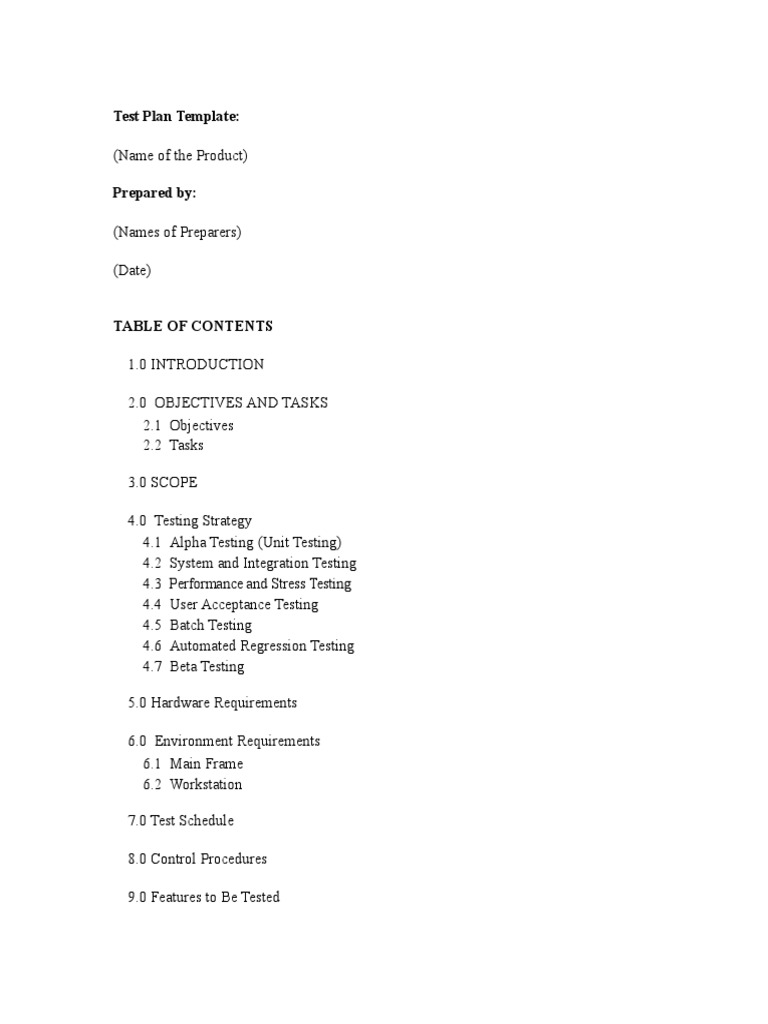 Test Plan Template:: Performance and Stress Testing | PDF | Software ...