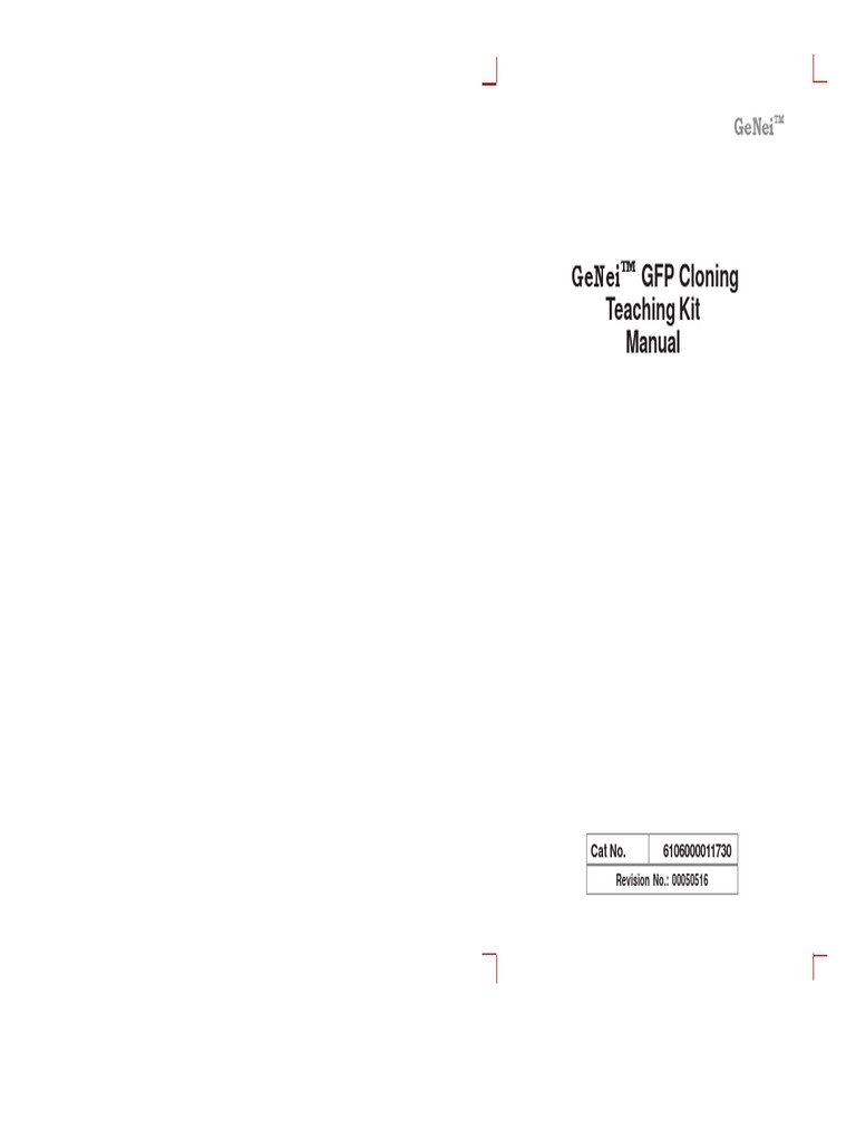 KT60 GFP Cloning Teaching Kit | PDF | Molecular Cloning | Plasmid