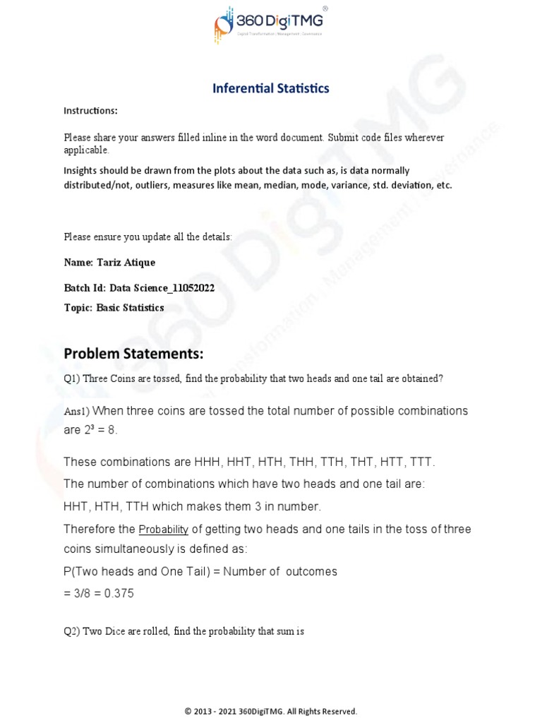 Inferential Statistics (AutoRecovered) | PDF | Mode (Statistics) | Mean