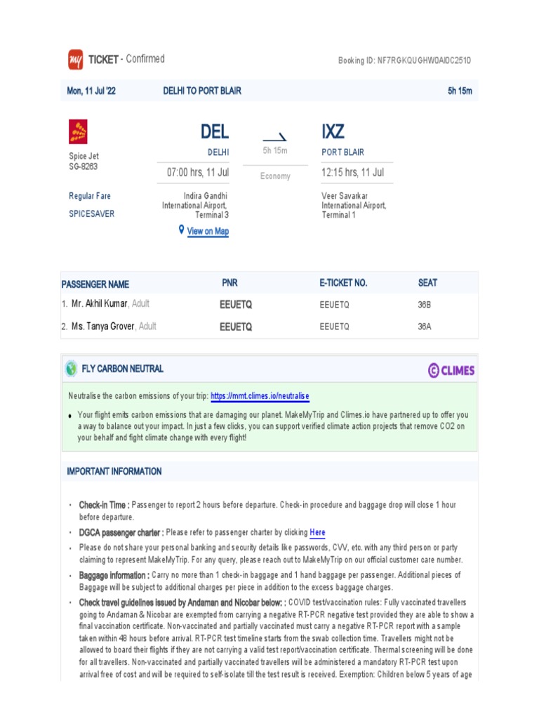 makemytrip.ETicket | PDF | Identity Document | Airport