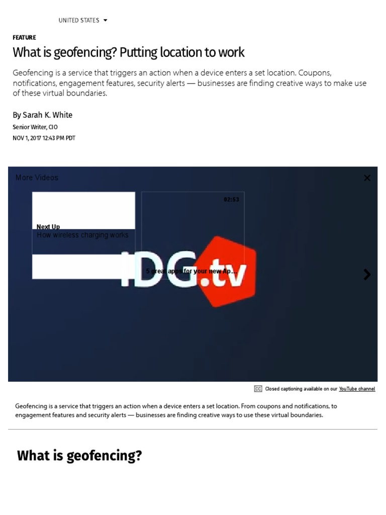 What Is Geofencing - Putting Location To Work - CIO | PDF | Mobile App | Location Based Service