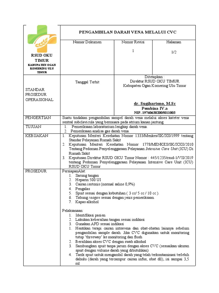 Prosedur Pengambilan Darah CVC ICU | PDF | Pengembangan Diri