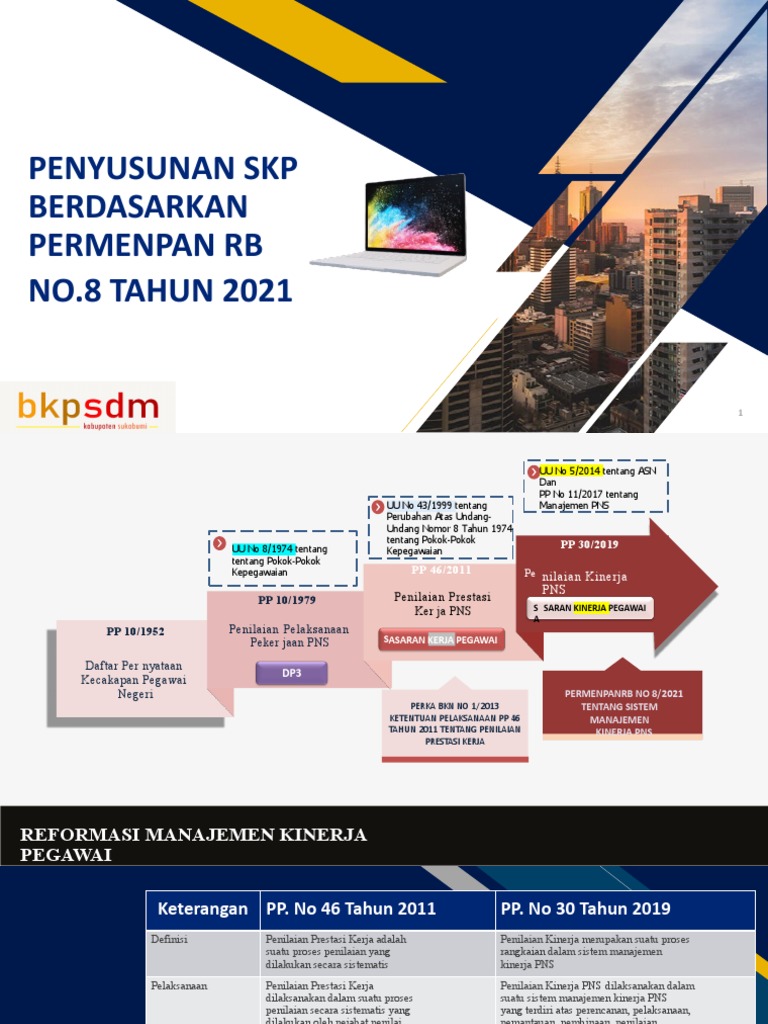 Sosialisasi Permenpan RB No 8 Tahun 2021 Dan Penyusunan SKP | PDF