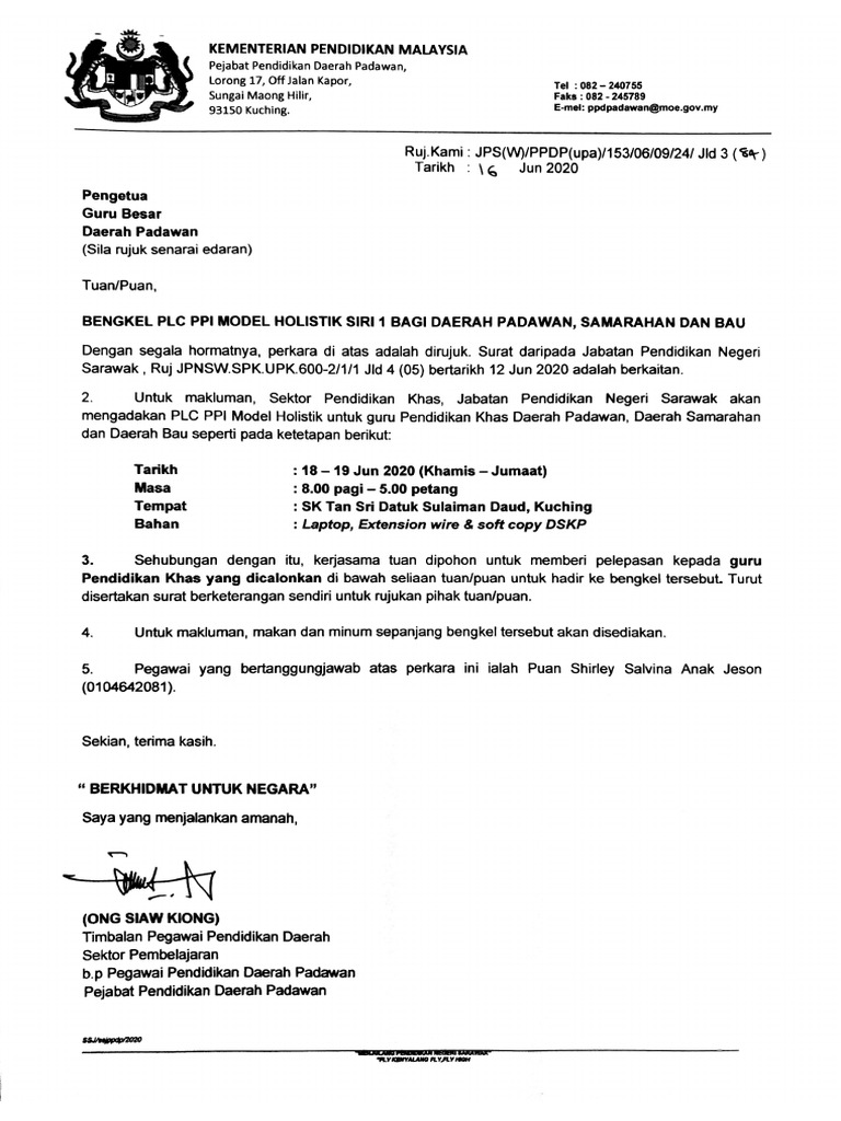 Bengkel PLC Ppi Model Holistik Siri 1 Bagi Daerah Padawan, Samarahan | PDF