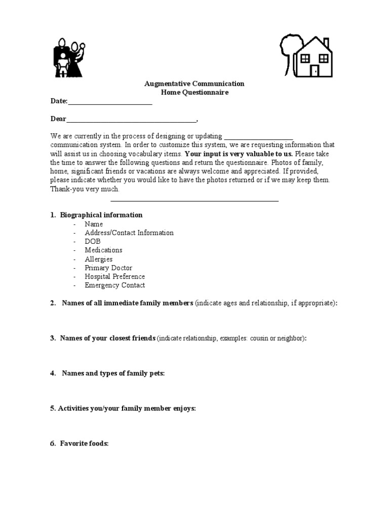 AAC Home Communication Questionnaire | PDF | Psychological Concepts ...