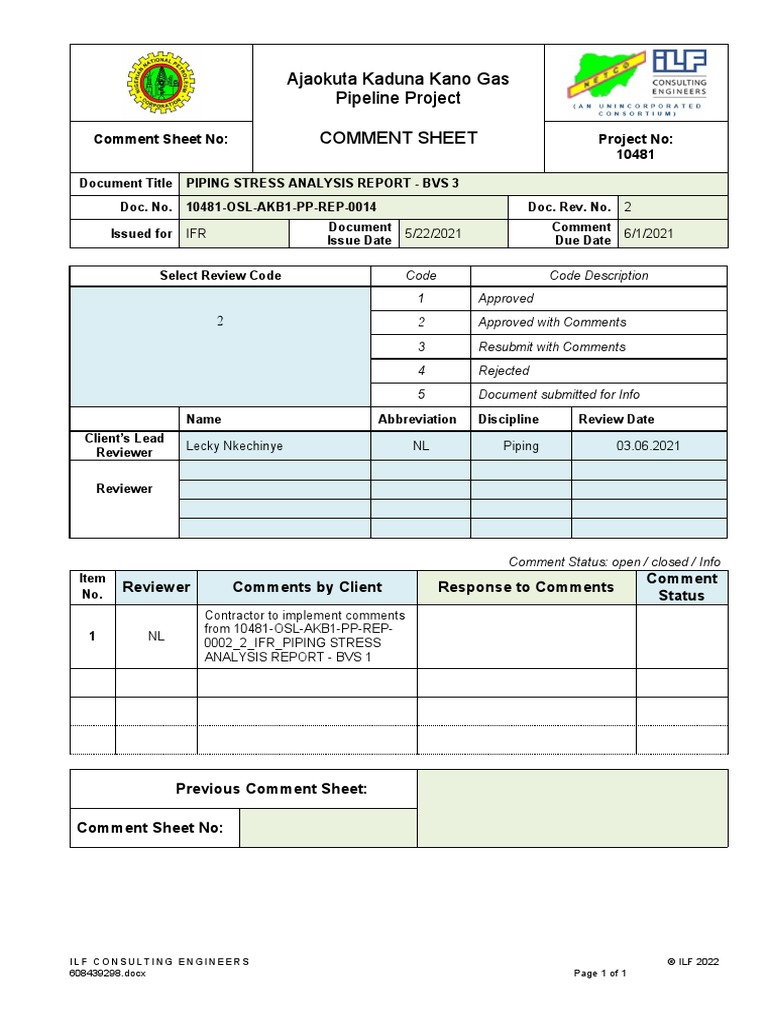 10481-Osl-Akb1-Pp-Rep-0014 - 2 - Ifr - Piping Stress Analysis Report - BVS 3 - DCS | PDF