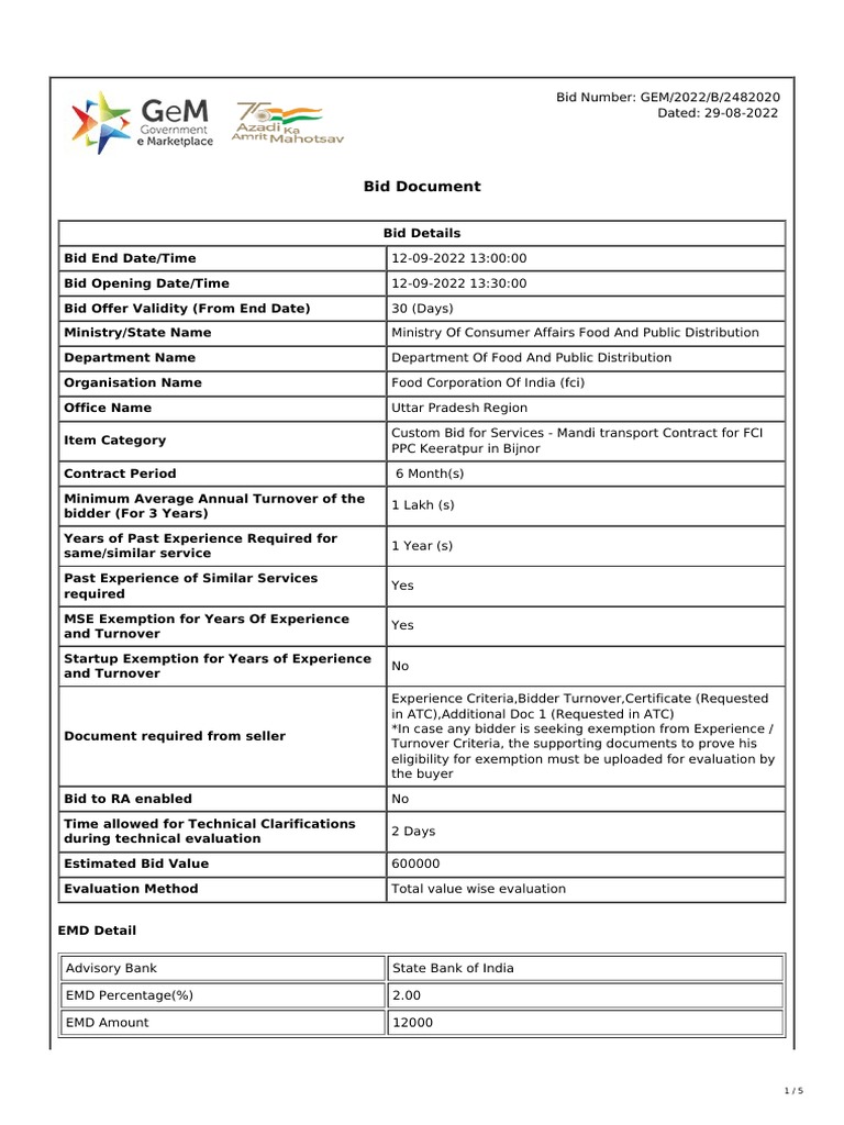 PPC Keeratpur (Bijnor) MTC GeM-Bidding-3730069 | PDF | Procurement | Auction