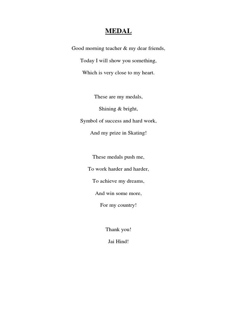 Medal Poem | PDF | Career & Growth | Self-Improvement