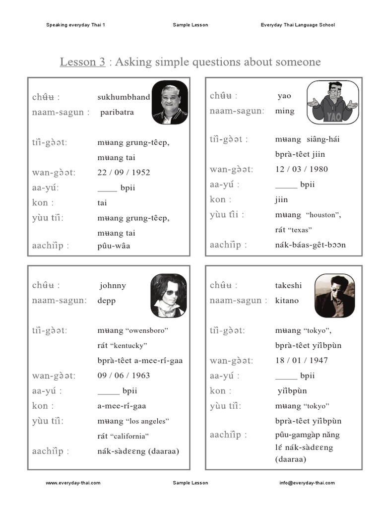 "Houston" "Texas": Speaking Everyday Thai 1 Sample Lesson Everyday Thai ...