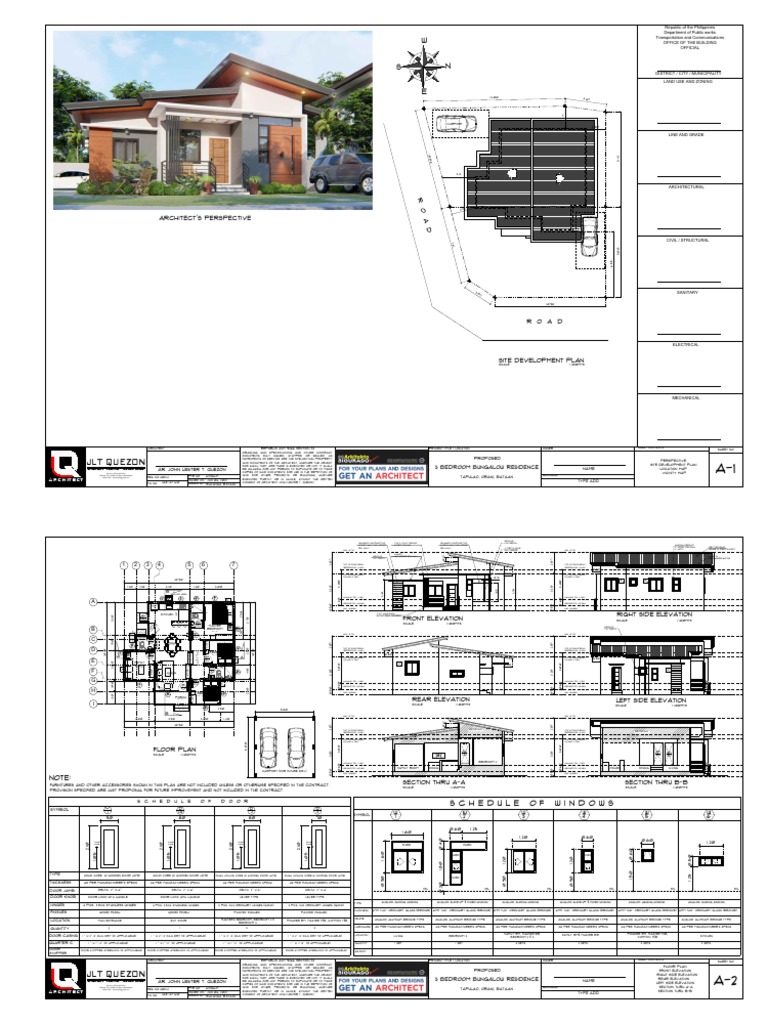 WD - 3 BD Bungalow Residential House | PDF | Structural Engineering | Building Technology
