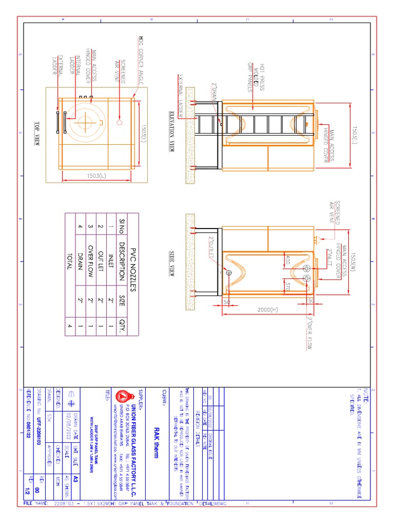 1.5x1.5x2m (H) GRP Panel Tank & Foundation Details | PDF