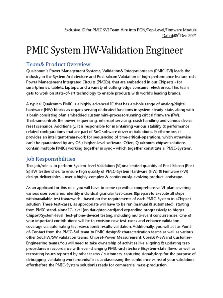PMIC System HW-Validation Role | PDF | System On A Chip | Embedded System