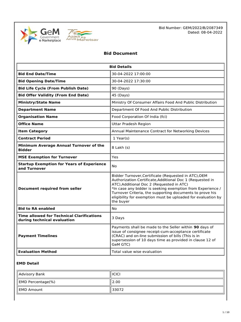 GeM Bidding 3302800 | PDF | Procurement | Specification (Technical Standard)