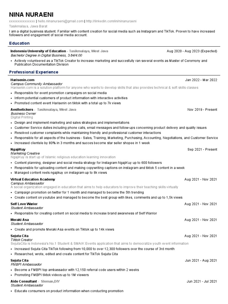 CV Nina Nuraeni | PDF | Social Media | Popular Culture & Media Studies