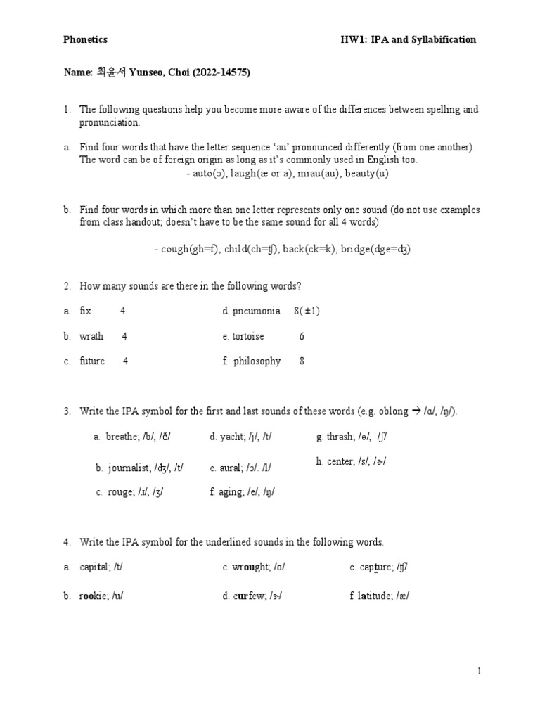 - auto (ɔ), laugh (æ or a), miau (au), beauty (u) : Phonetics HW1: IPA ...