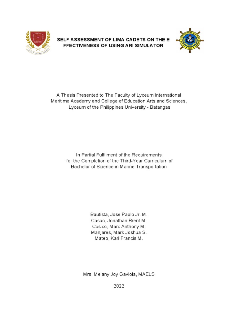 Self Assessment of Lima Cadets On The Effectiveness of Using Ari ...