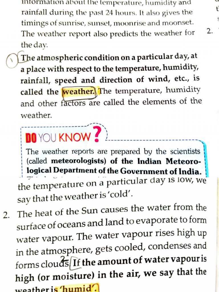 Definitions of Ch-7 Weather and Climate | PDF | Humidity | Water Vapor