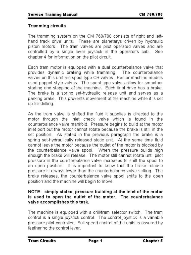 Tramming Circuits: Service Training Manual CM 760/780 | PDF | Valve | Brake