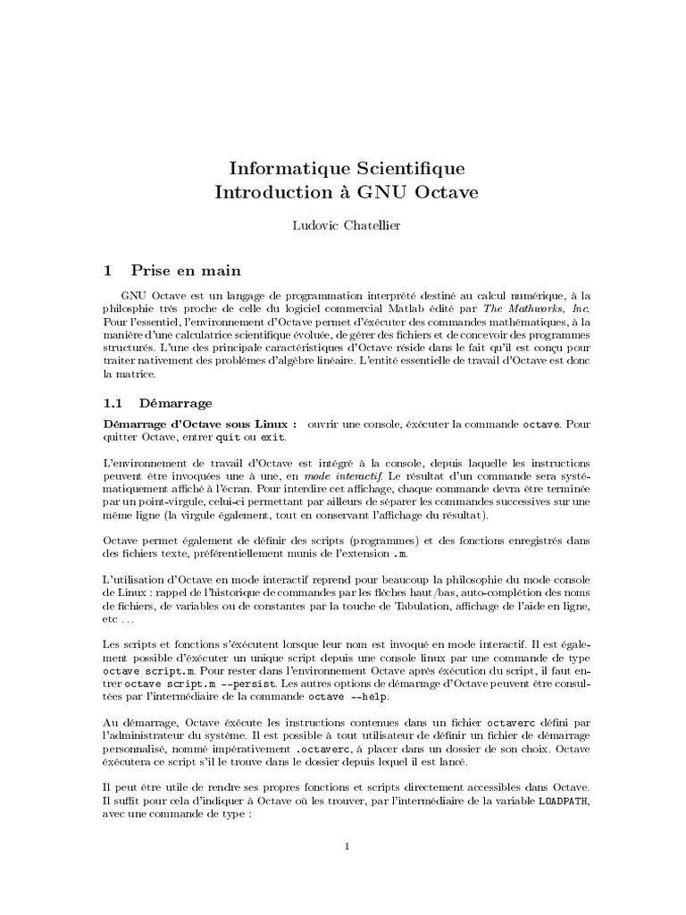 Introduction à GNU Octave | PDF | Structure de contrôle | Matrice (Mathématiques)