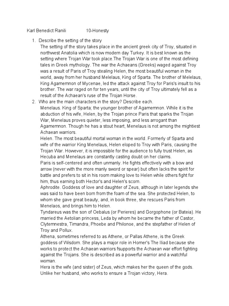 Activity 1 - Helen of Troy (Ranili) | PDF | Trojan War | Achilles