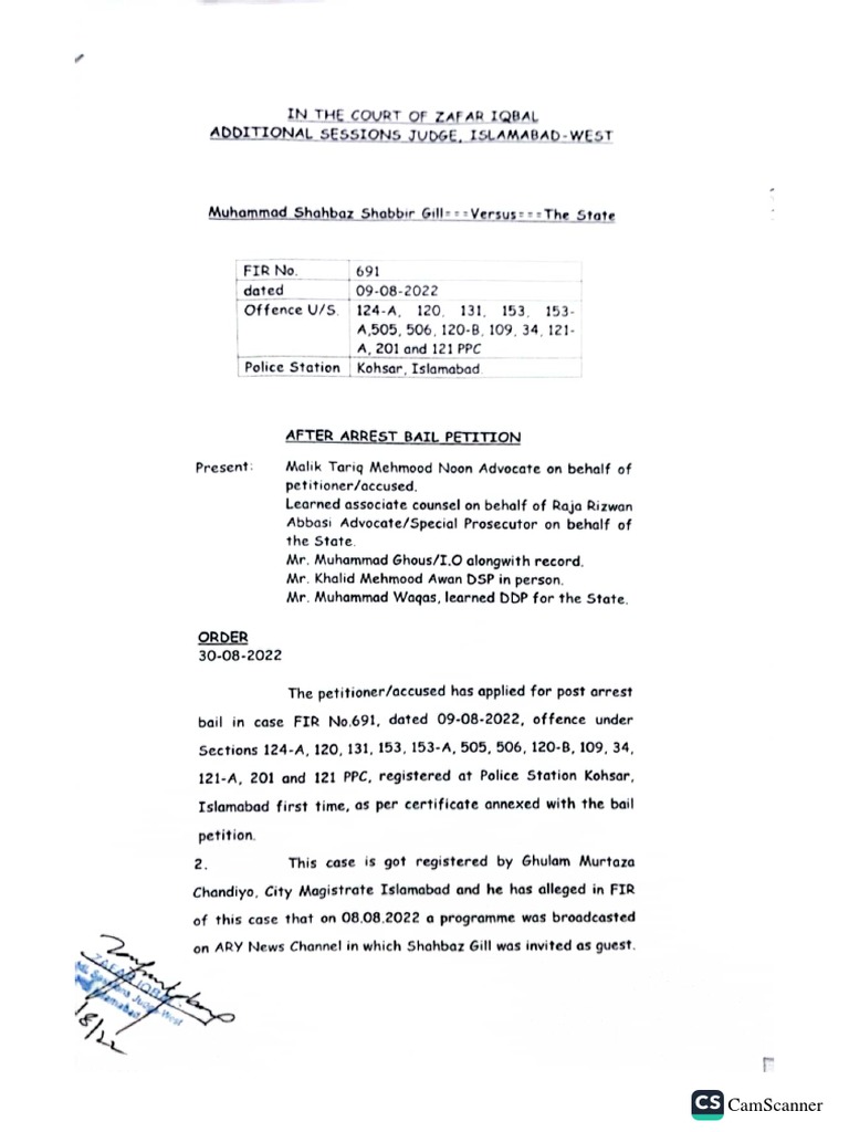 Bail Petition Format for Shahbaz Gill | PDF