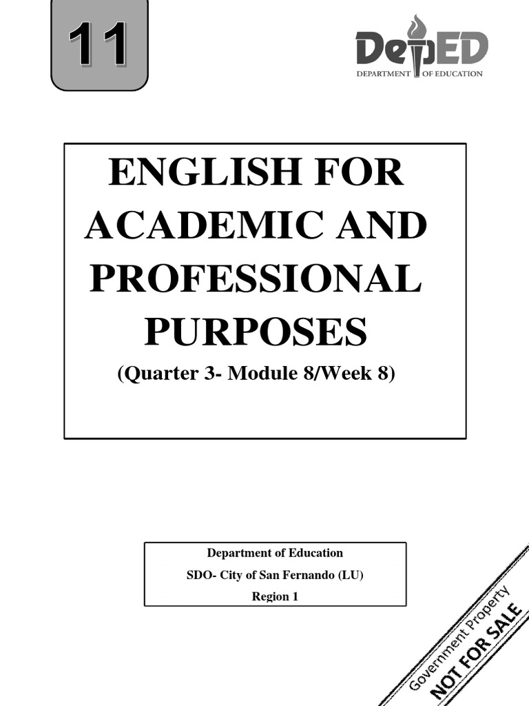 English For Academic and Professional Purposes: (Quarter 3-Module 8 ...