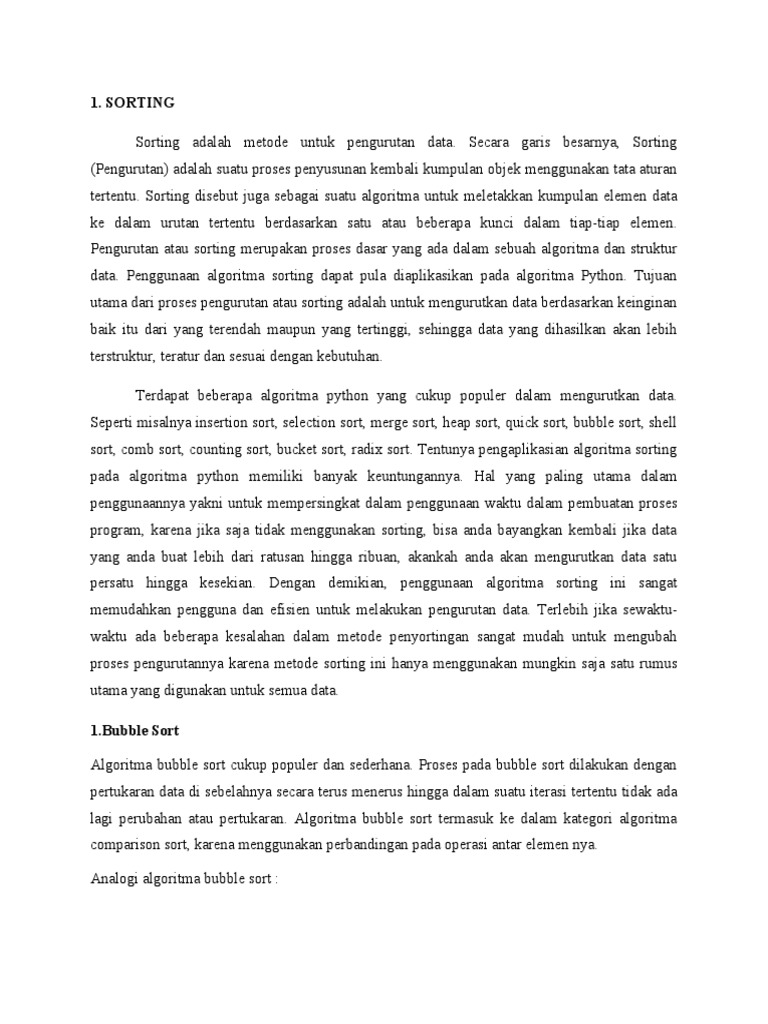 Algoritma Pengurutan dan Pencarian Data | PDF