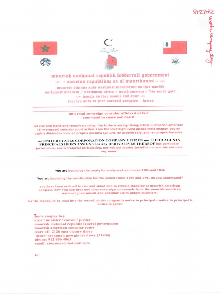 Law Full Affidavits Cease and Desist. MAGISTRATE COURT OF CHATHAM ...